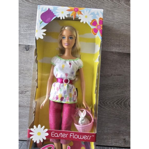 Mattel | Toys | Vtg 207 Barbie Easter Flowers Tulips Bunny Pink Basket ...